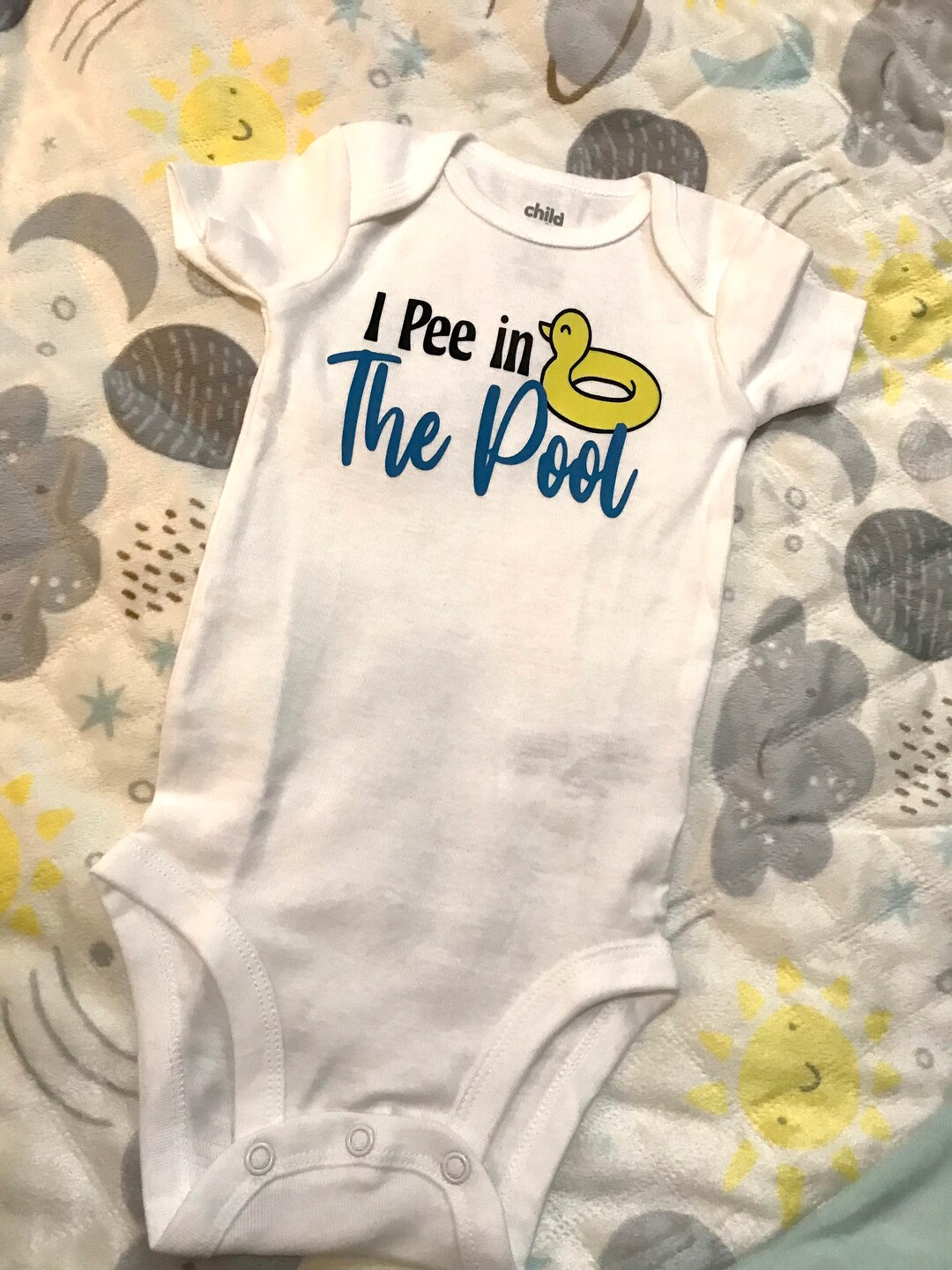 Adorable and Funny I Pee in the Pool Onesie Body Suit Inappropriate 3-6 ...
