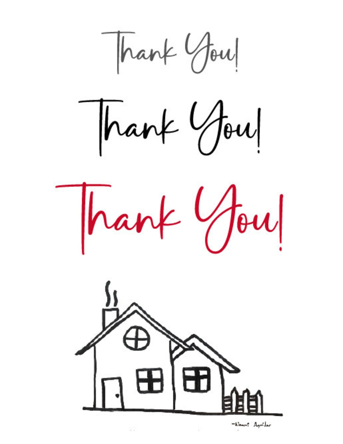Thank You Card, Realtor Thank You Card, Fun Thank You Card, Black and ...