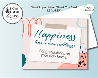 SET of Greeting Cards Happy Closing Day Real Estate Agent Card Home ...