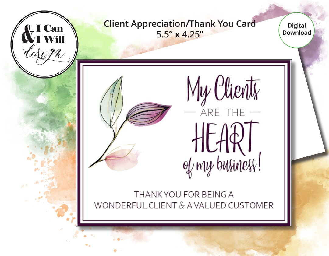 Real Estate Thank You Card, Client Appreciation, Customer Thank You ...
