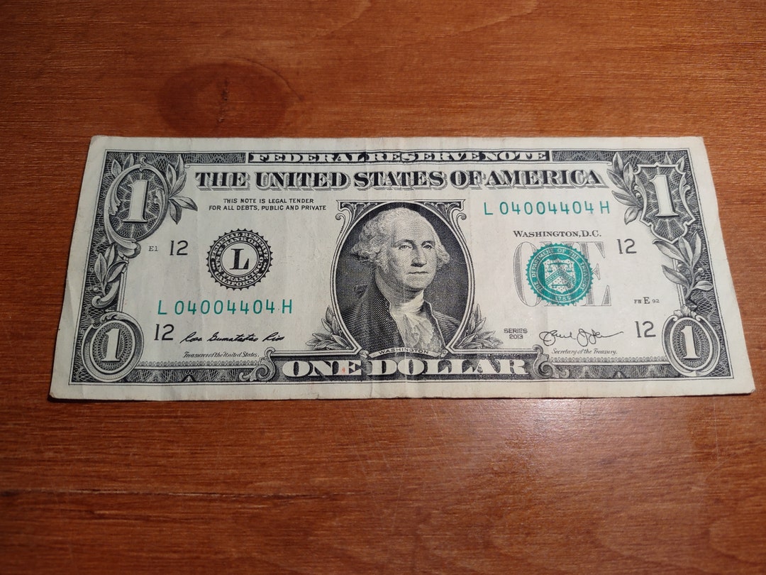 2013 Federal Reserve Note. One Dollar BINARY Fancy Serial - Etsy