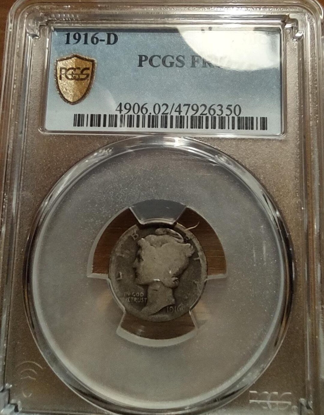 Certified 1916-D Mercury Dime. PCGS FR02. Complete "d". You Know It's Real. Full Date. NO Issues ...