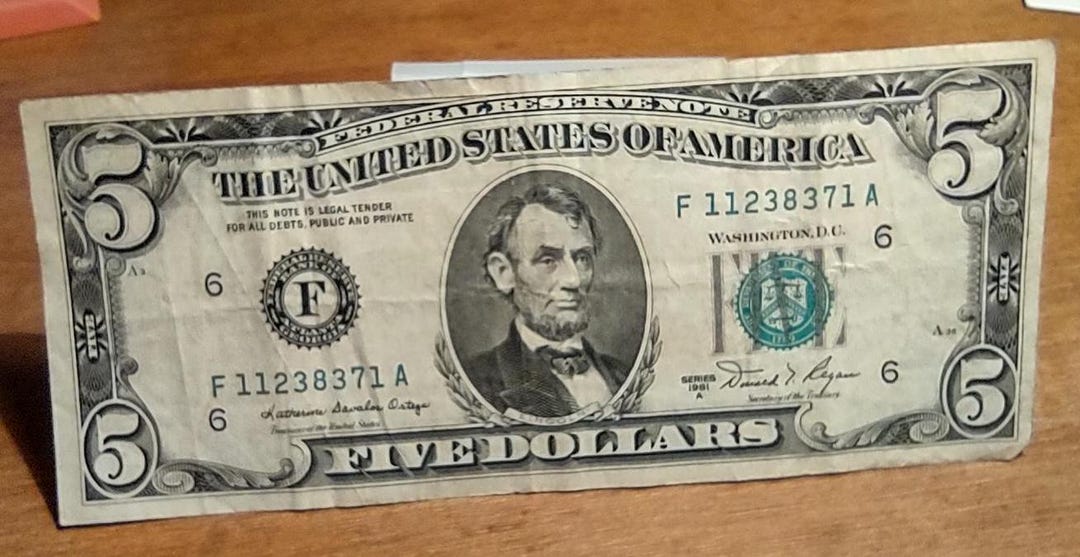 1981 5 Dollar Bill. Nice Old Note. - Etsy