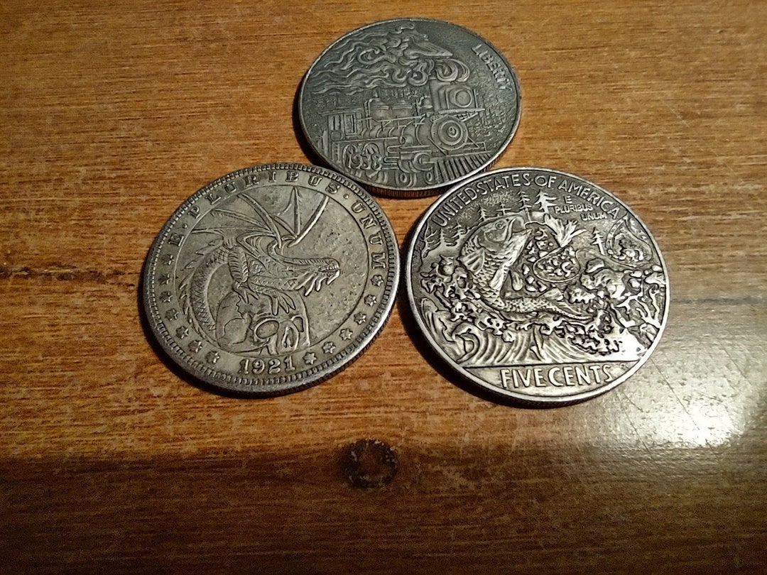 3 hobo Dollars. Like the Hobo Nickels, but Larger and Machine Engraved ...