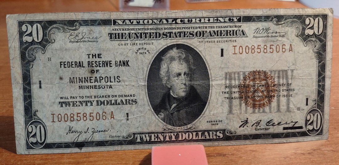 20 Dollar Nation Currency Note. Very Nice Fancy Serial Number Bill. - Etsy