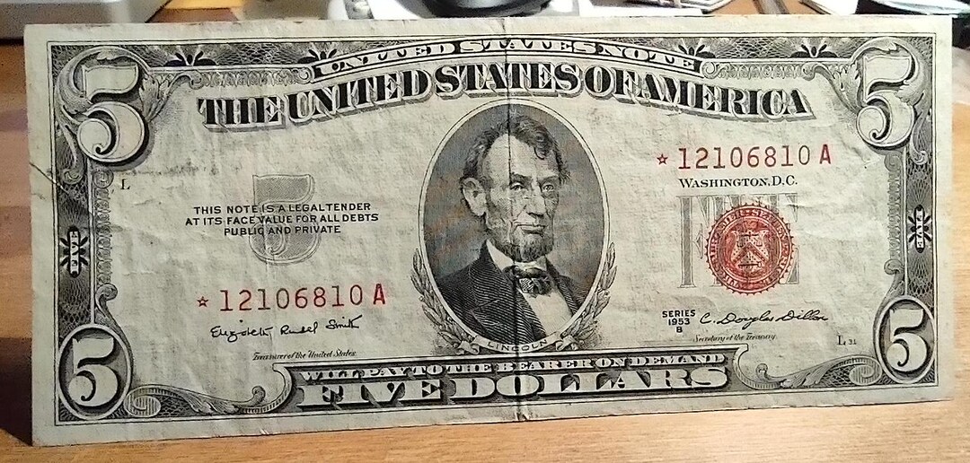 1953 B Red Seal, Five Dollar STAR Note. - Etsy