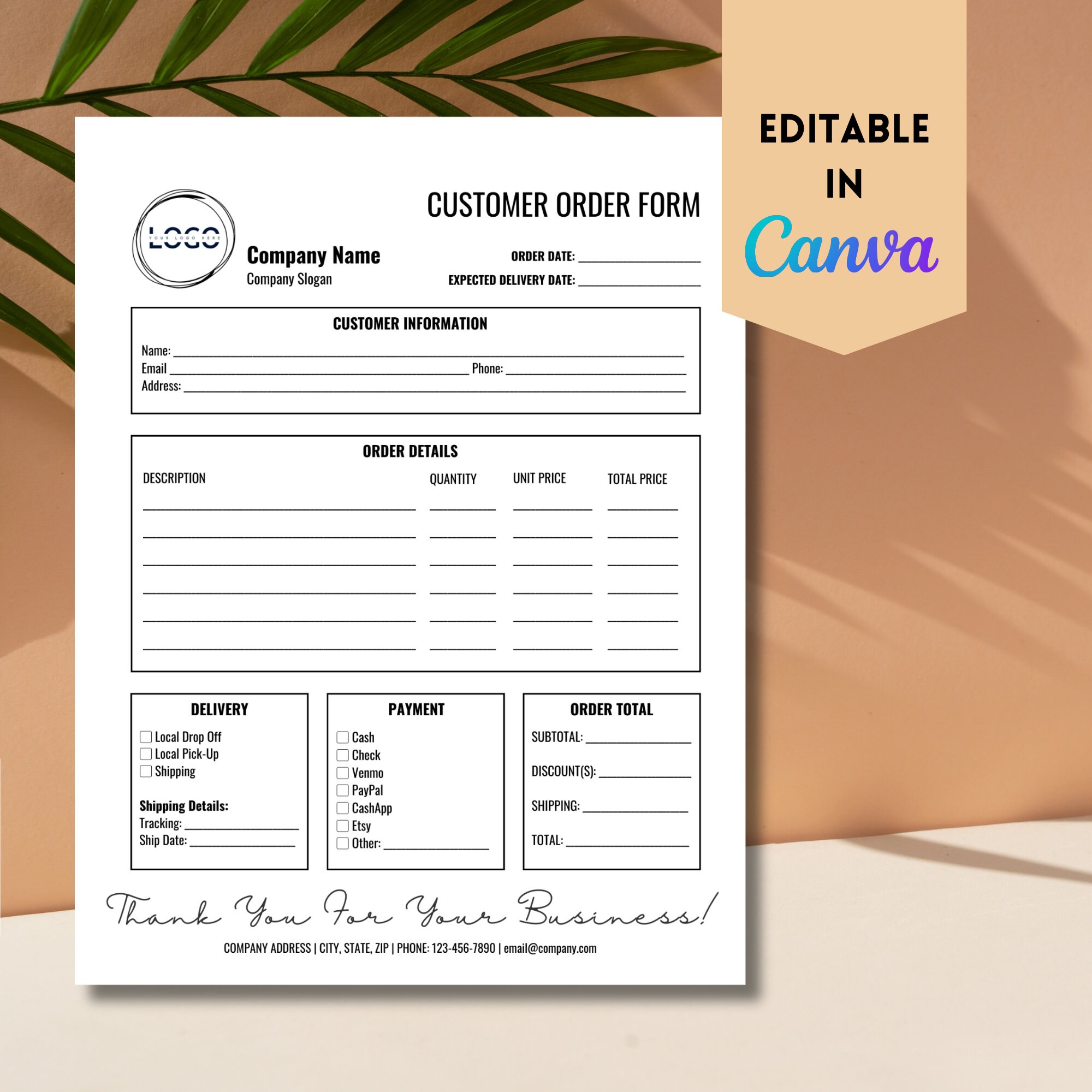 Fillable Invoice Form, Editable Invoice Template, Printable Small ...