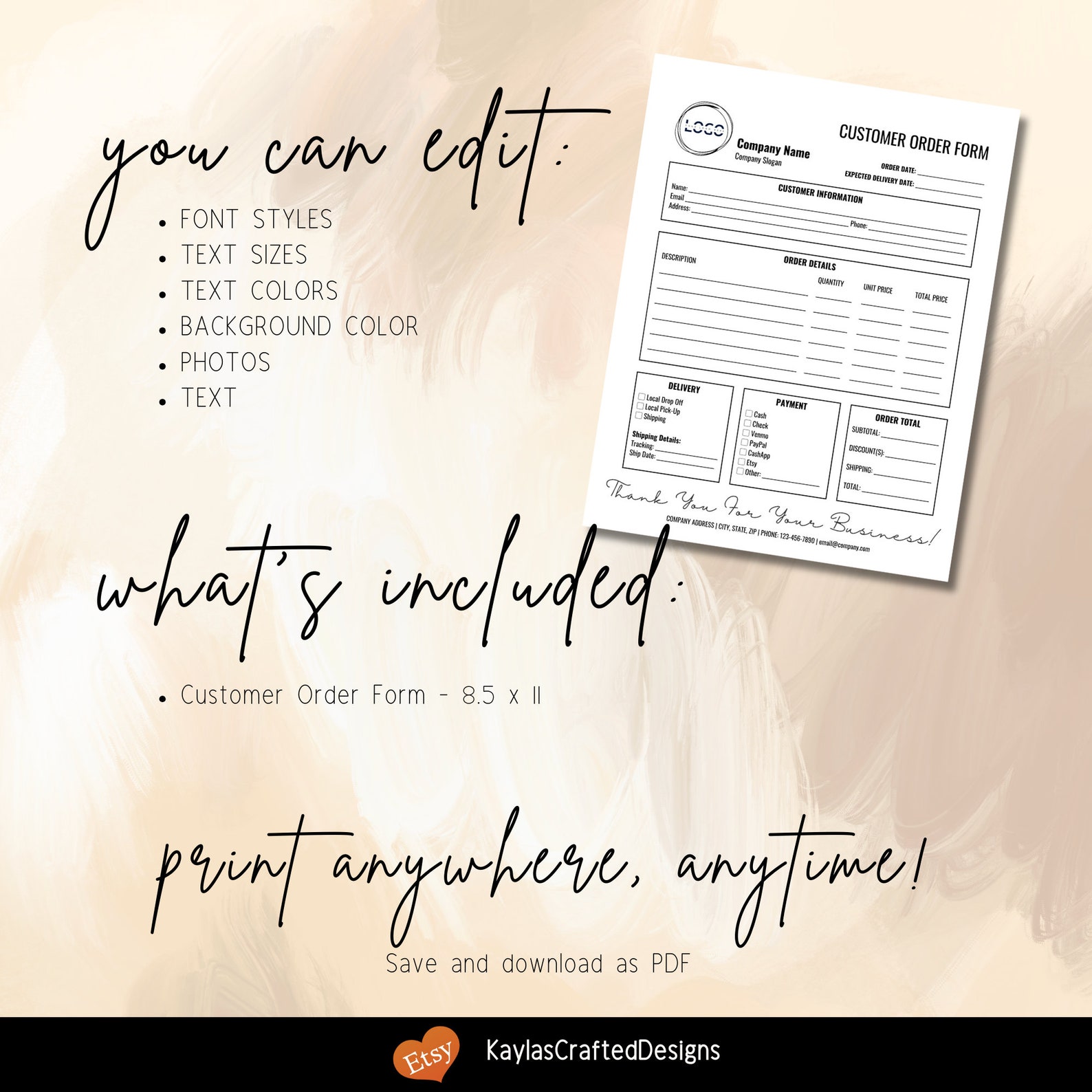 Fillable Invoice Form, Editable Invoice Template, Printable Small ...