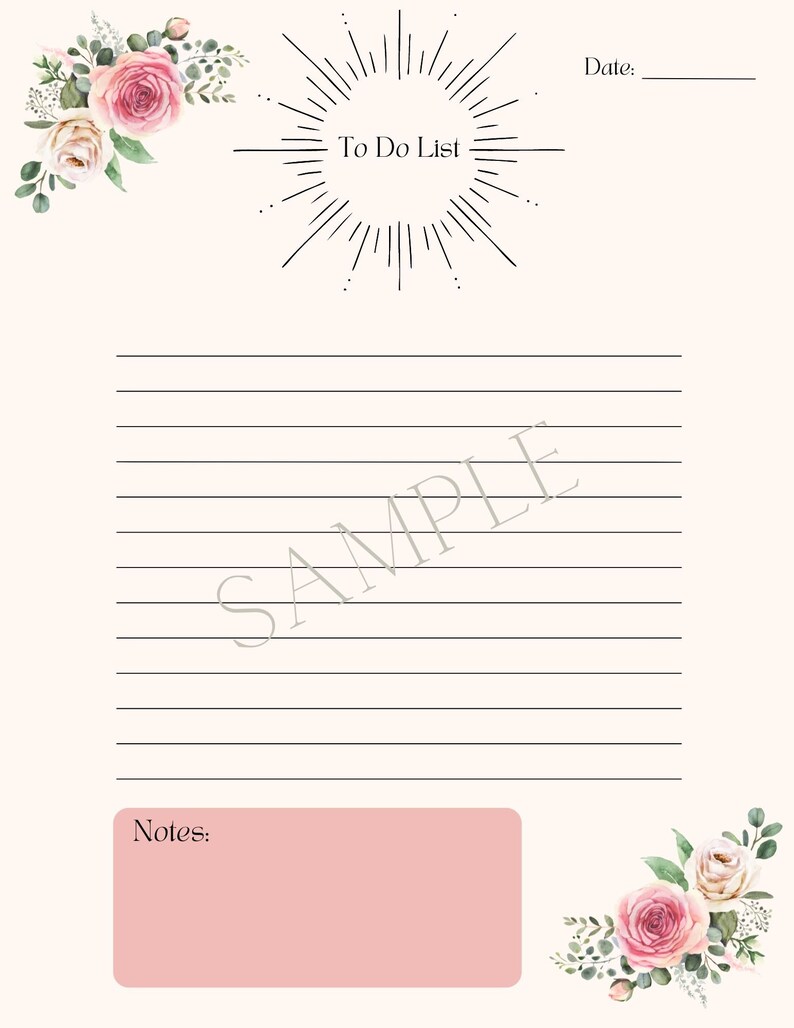 Printable Floral to Do List Instant Download 8.5x11 Sheet - Etsy