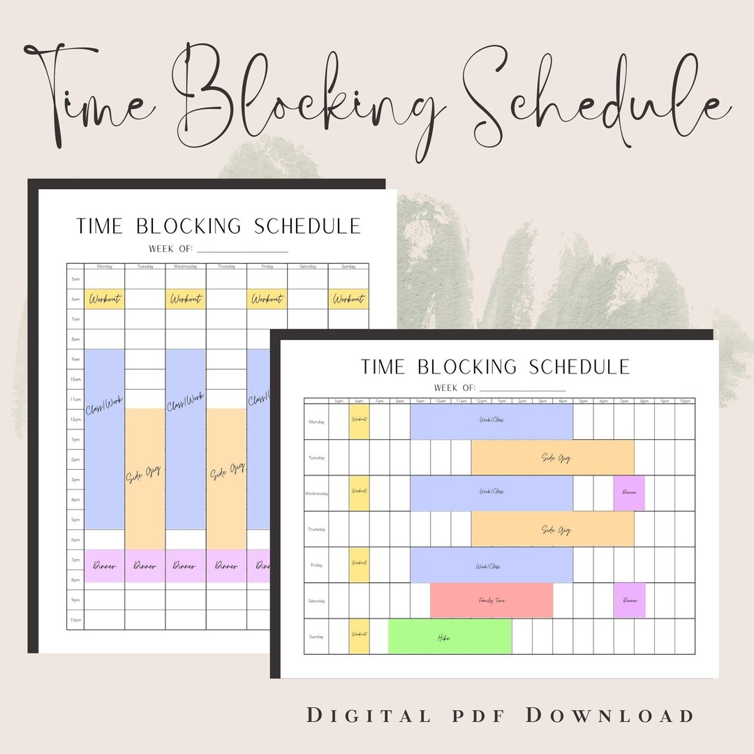 Time Blocking Schedule Weekly Planner Easy Printable Digital - Etsy