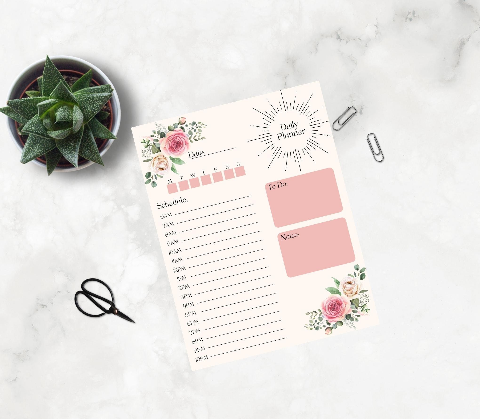 Printable Floral Daily Planner Instant Download - Etsy
