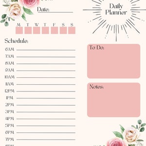 Printable Floral Daily Planner Instant Download | Etsy