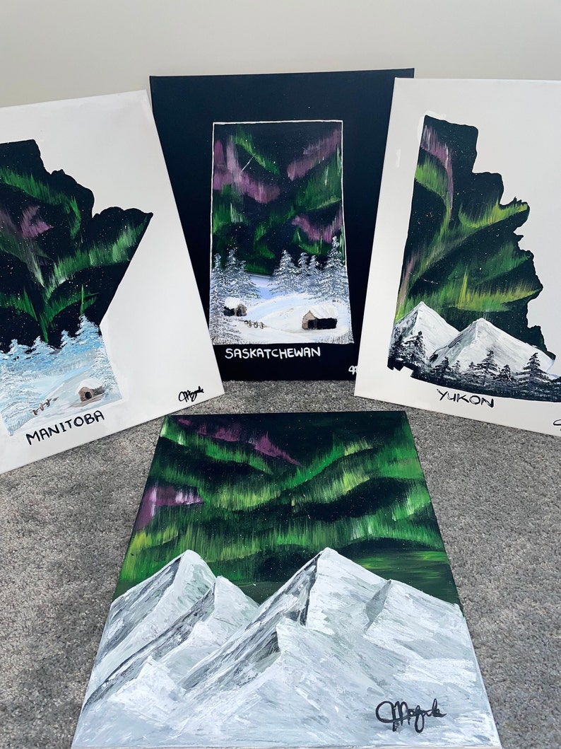 Northern Lights Acrylic Painting | Aurora Borealis Wall Art Decor ...