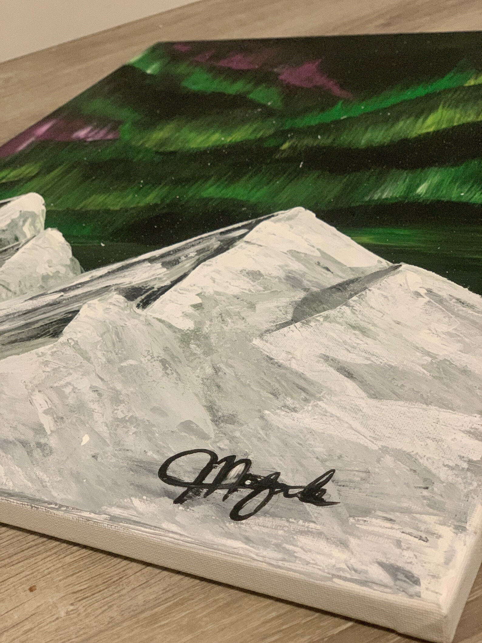 Northern Lights Acrylic Painting | Aurora Borealis Wall Art Decor ...