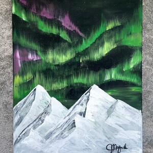 Northern Lights Acrylic Painting | Aurora Borealis Wall Art Decor ...