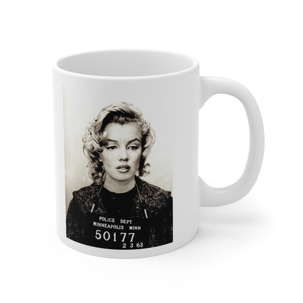 Marilyn Monroe Mugshot Coffee Mug | Stunning Mug Shot Portrait ...
