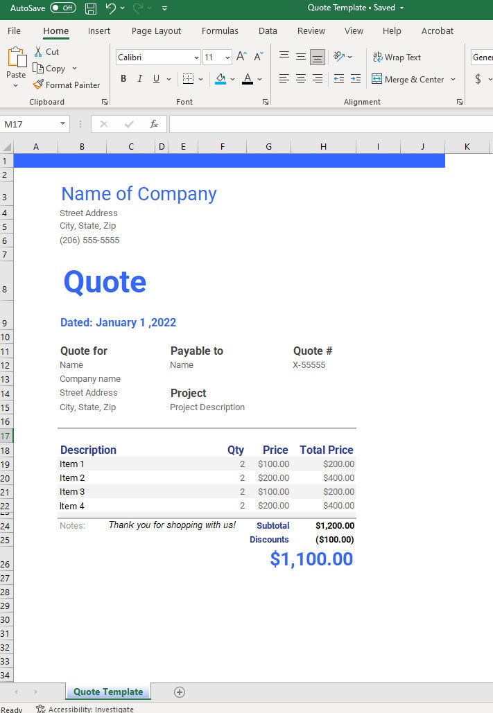 Printable Quotetemplate - Etsy