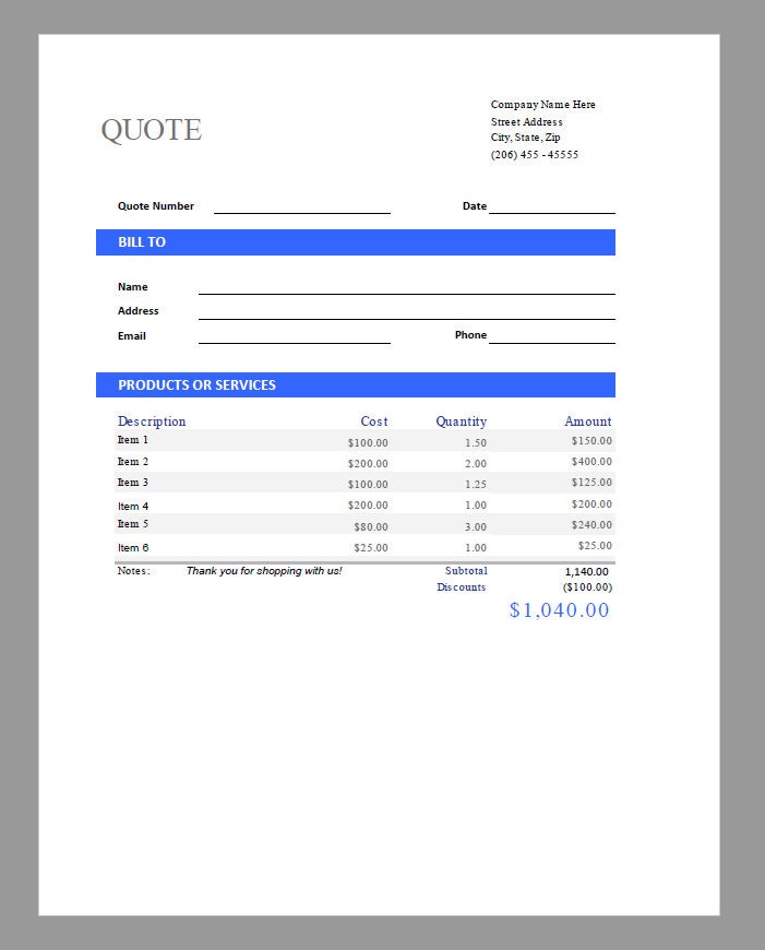 Printable Quote Template - Etsy