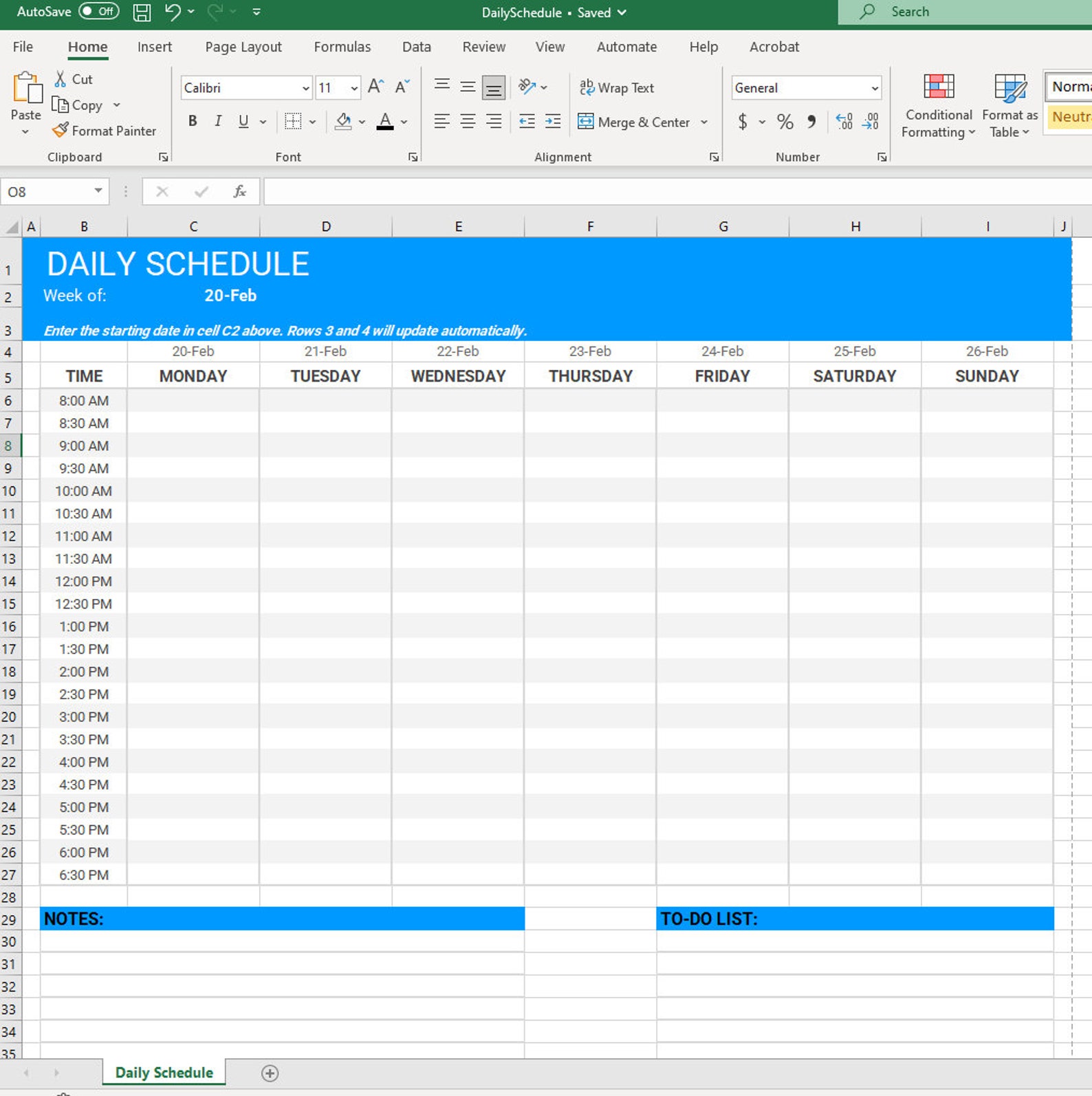 Hourly/daily/weekly Schedule Template - Excel - Etsy