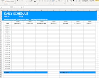 Hourly Weekly Schedule Template Excel - Etsy
