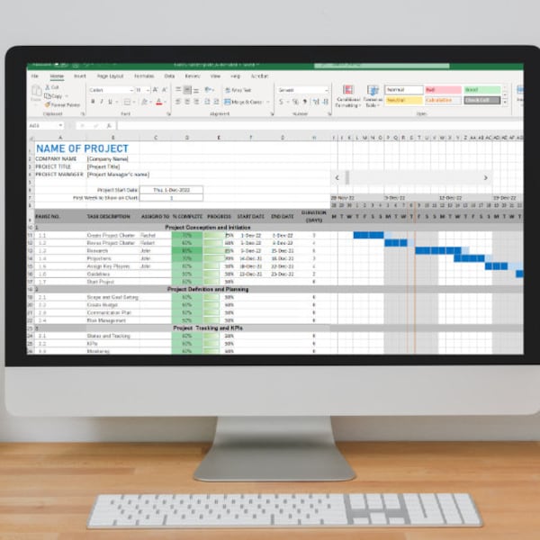 Excel Template Project Management - Etsy