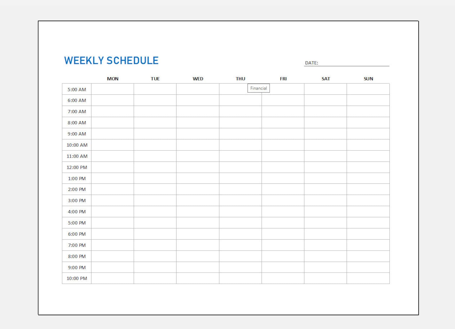 Hourly Weekly Schedule Template - Excel - Etsy