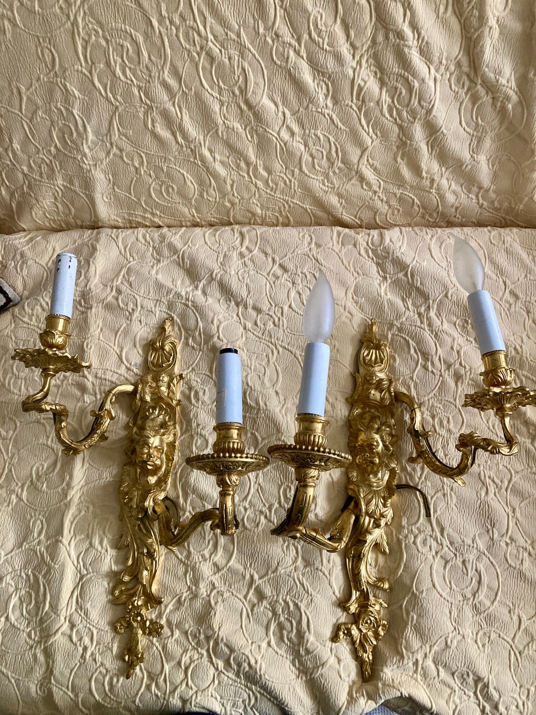 Pair of Mated Dura Bronze Wall Sconces - Etsy