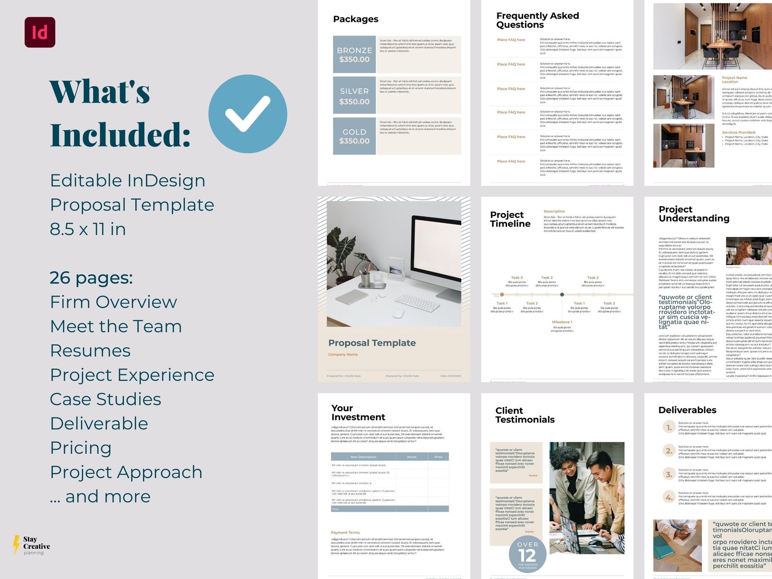 Adobe Indesign Proposal Template Response to Proposal Template Editable ...