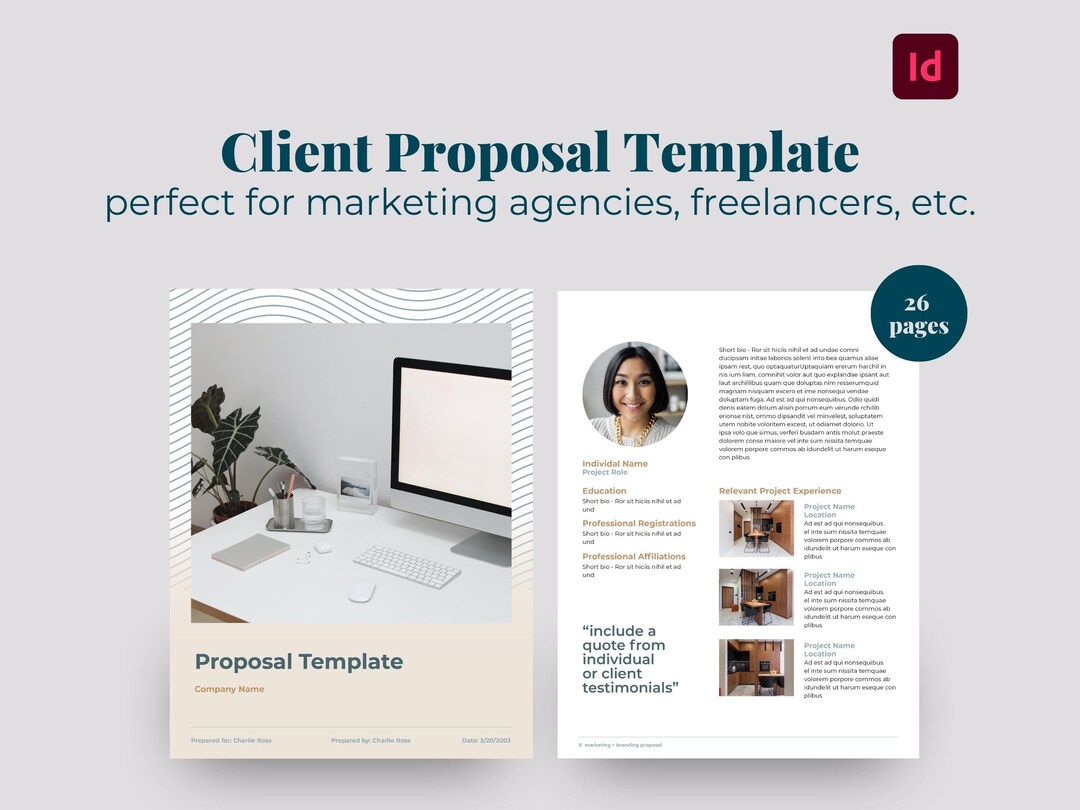 Adobe Indesign Proposal Template Response to Proposal Template Editable ...