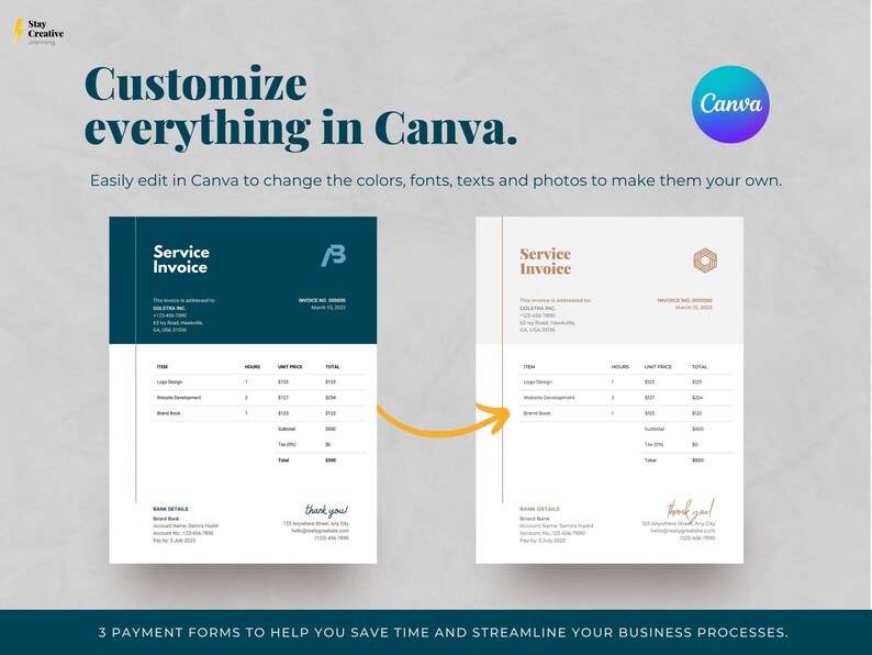 Minimalist Invoice for Canva Small Business Receipt Template Project ...