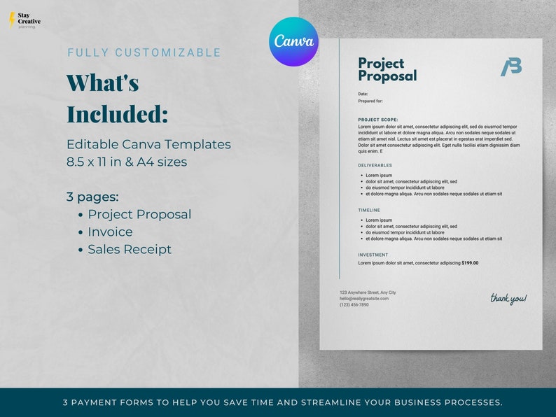 Minimalist Invoice for Canva Small Business Receipt Template Project ...
