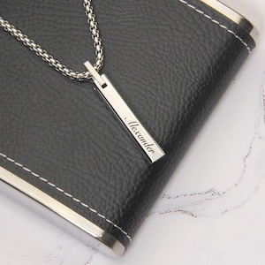 Custom Men's Name Necklace, Engraved Necklace for Men, Box Chain ...