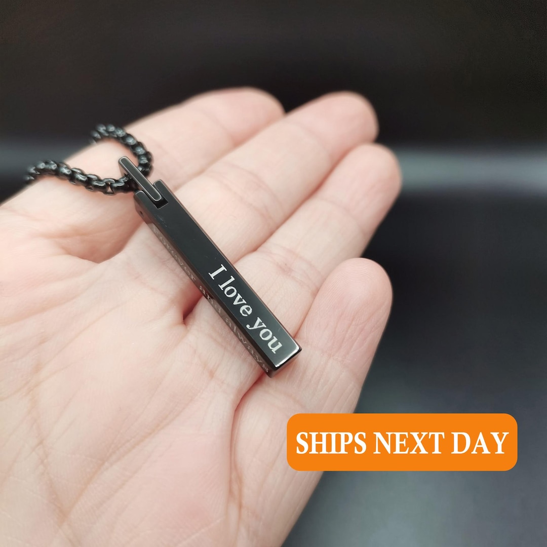 Custom Men's Name Necklace, Engraved Necklace for Men, Box Chain ...