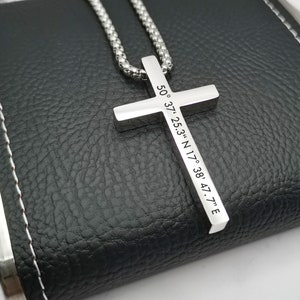 Personalized Cross Necklace Men Custom Engraved Mens Jewelry Cross ...