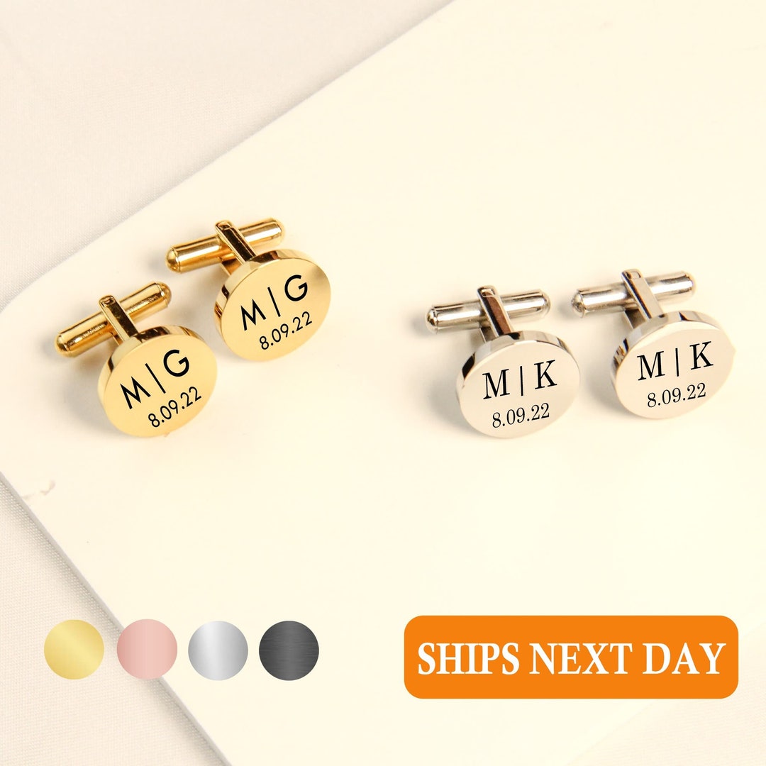 Personalized Cufflinks Groom Cuff Links Set Custom Engraved Groomsmen ...