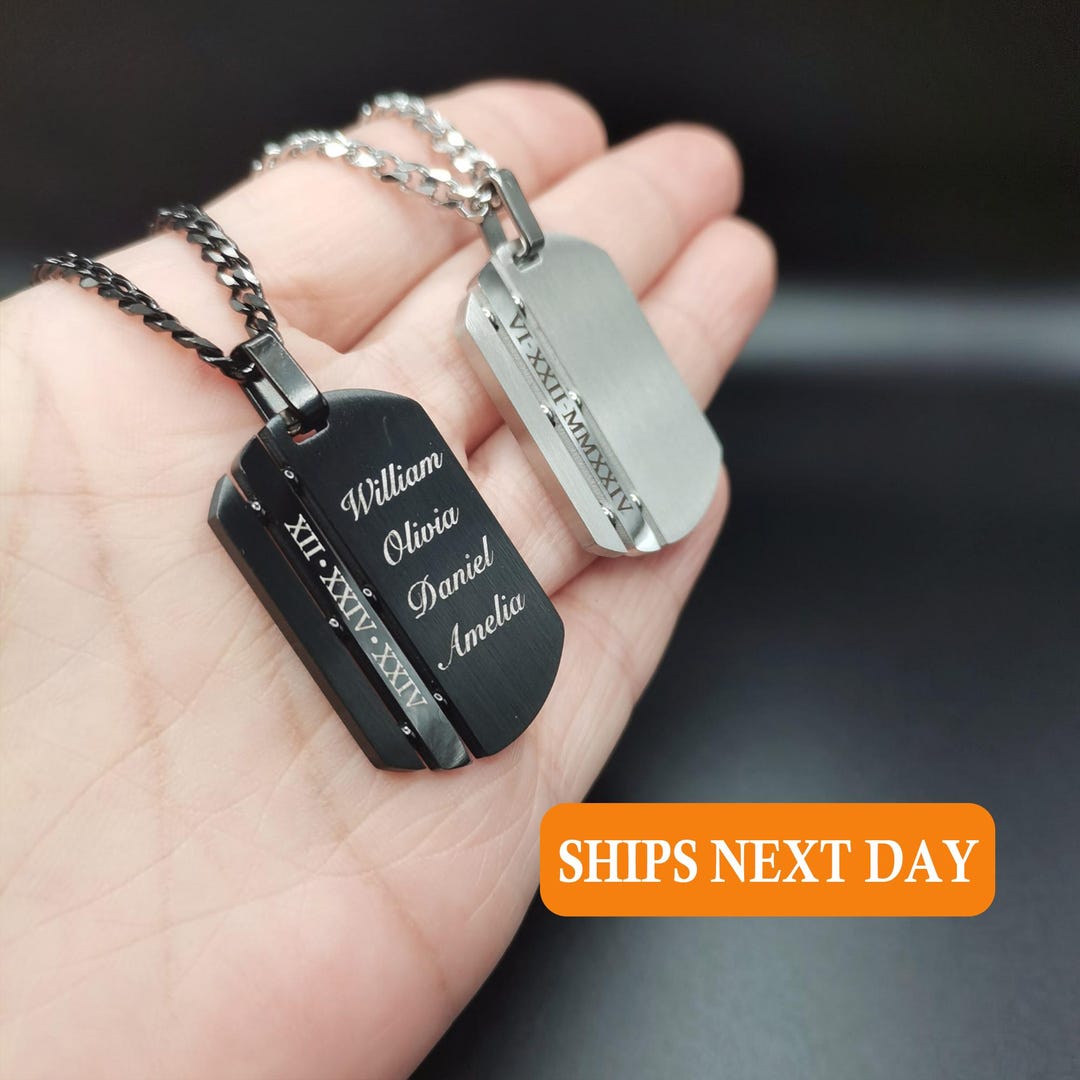 Custom Mens Necklace, Personalized Gift for Him, Engraved Necklace for ...