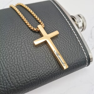 Personalized Cross Necklace Men Custom Engraved Mens Jewelry Cross ...