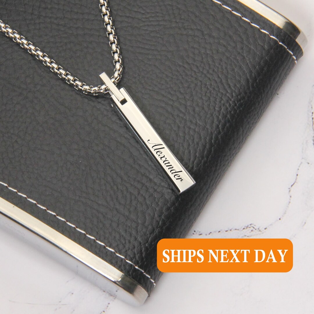 Custom Men's Name Necklace, Engraved Necklace for Men, Bar Necklace ...