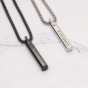 Custom Men's Name Necklace, Engraved Necklace for Men, Box Chain ...