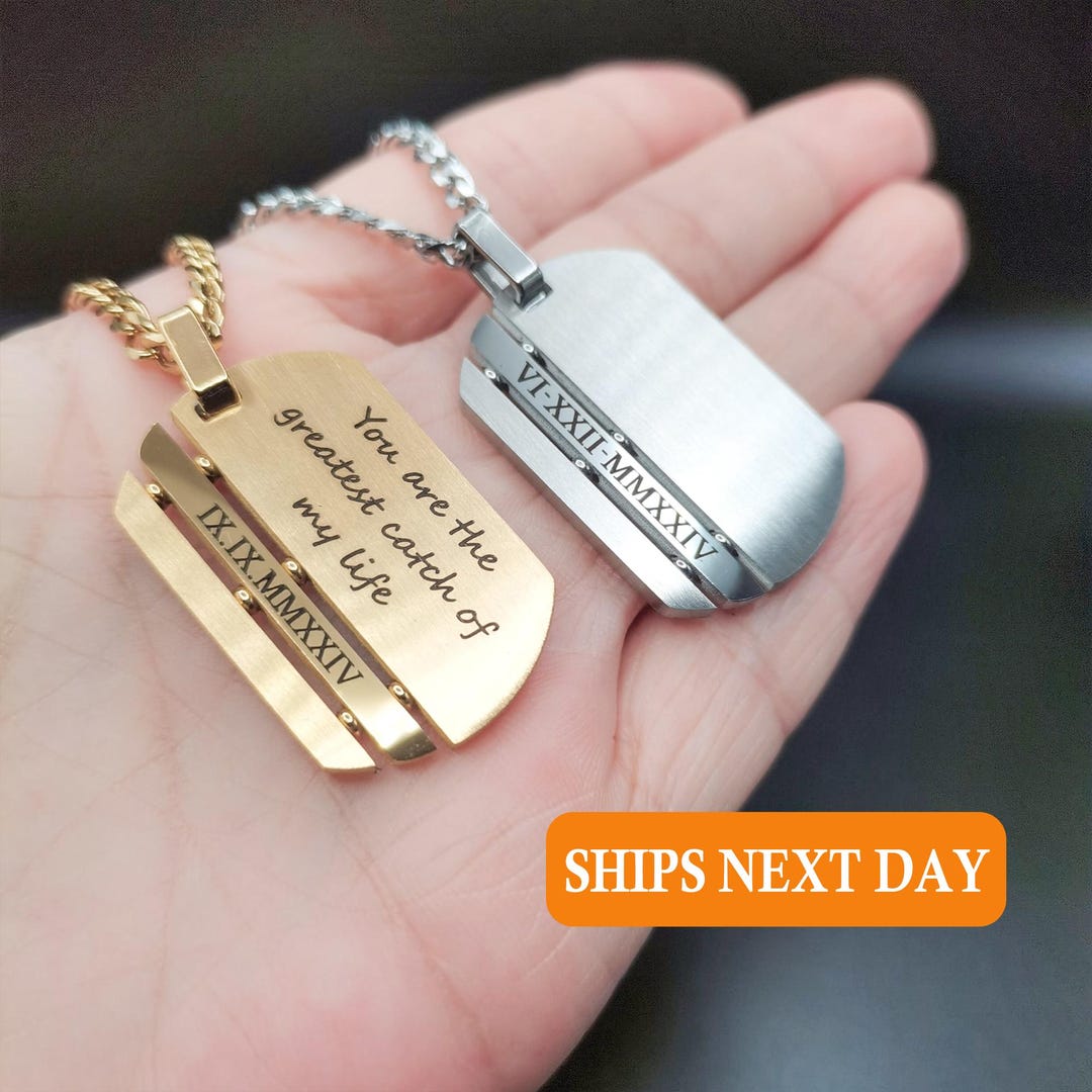 Custom Mens Necklace, Personalized Gift for Him, Engraved Necklace for ...