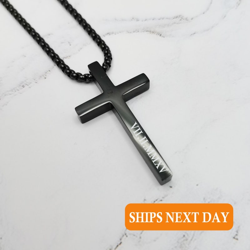 Black Cross Necklace - Etsy