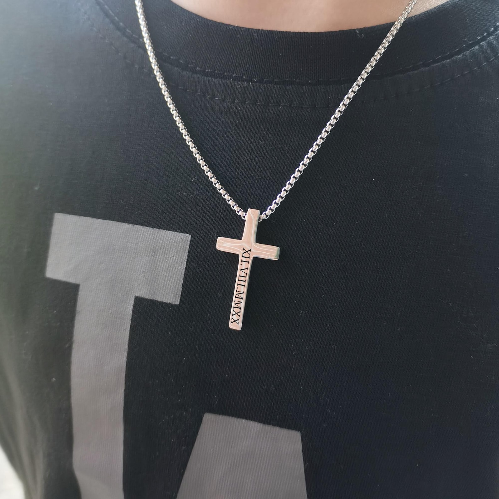 Custom Boys Cross Necklace, Personalized Engraved Kids Cross Necklace ...
