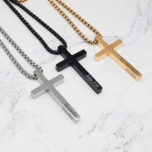 Personalized Cross Necklace Men Custom Engraved Mens Jewelry Cross ...