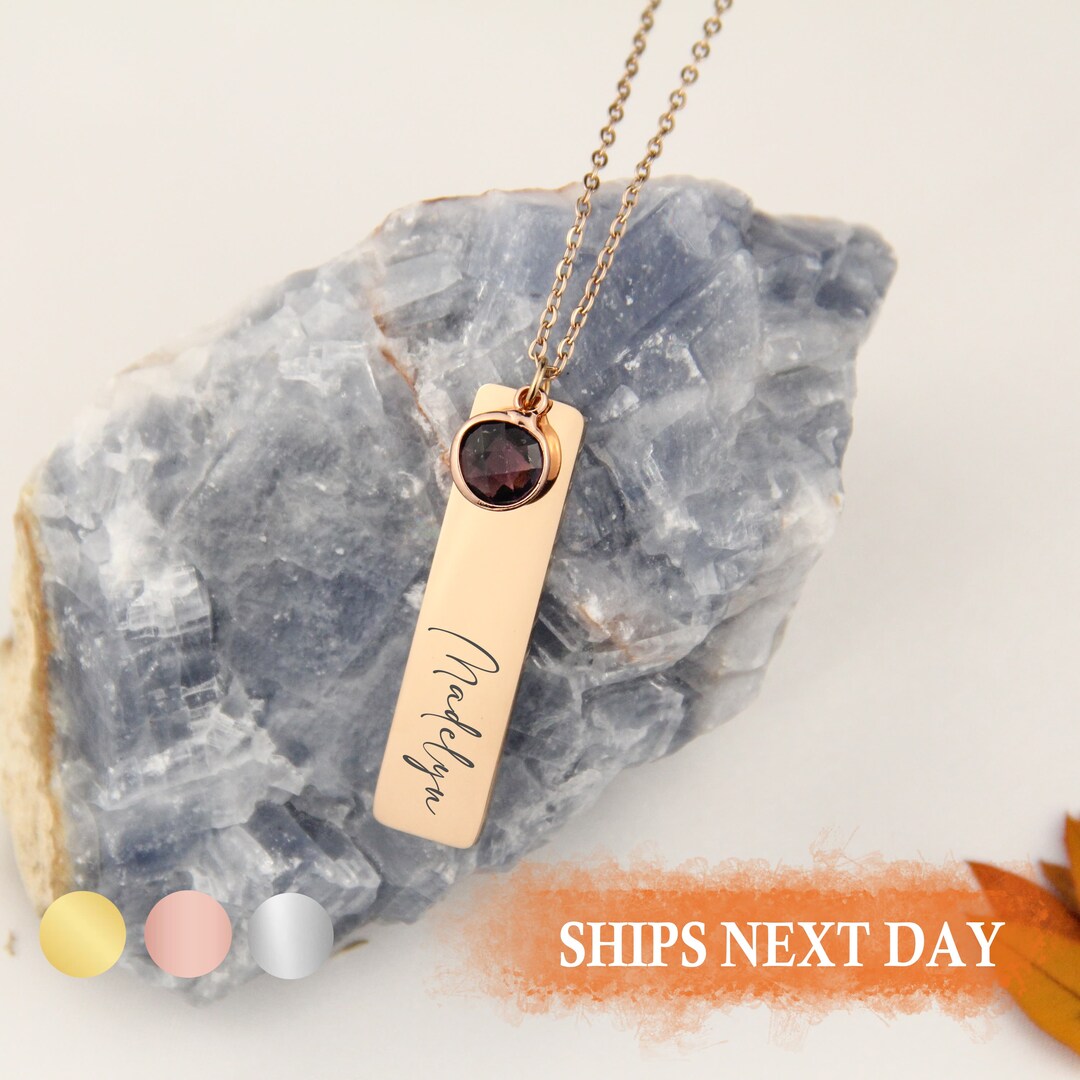 Personalized Birthstone Name Necklace, Minimalist Gold Name Necklace ...