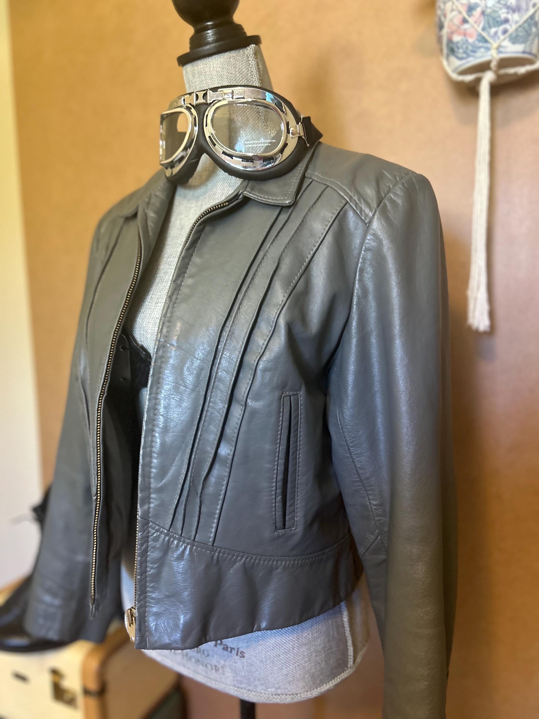 90s Gray Leather Jacket / Medium / Badass Multiseasonal Coat / Dark ...