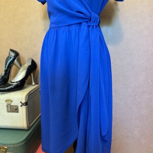 1990s Electric Blue Wrap Dress / Medium / Vintage Dress W/ Petal Skirt ...