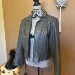 90s Gray Leather Jacket / Medium / Badass Multiseasonal Coat / Dark ...