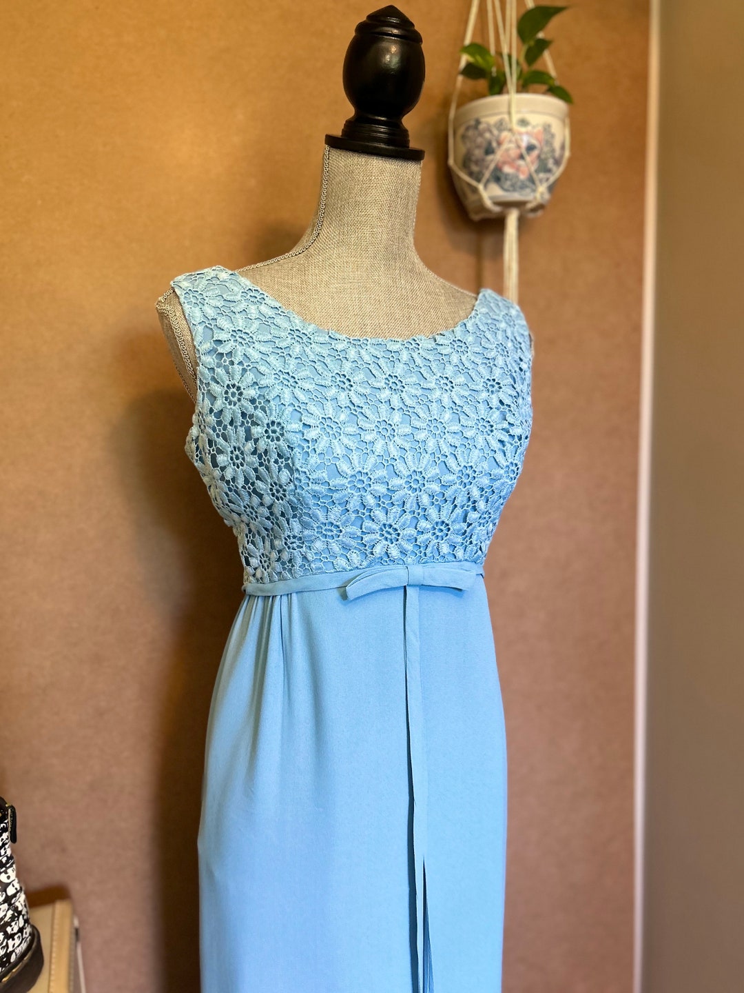 1960s Cornflower Blue Dress / Medium / up to 29” Waist / Vintage Blue ...