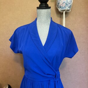 1990s Electric Blue Wrap Dress / Medium / Vintage Dress W/ Petal Skirt ...