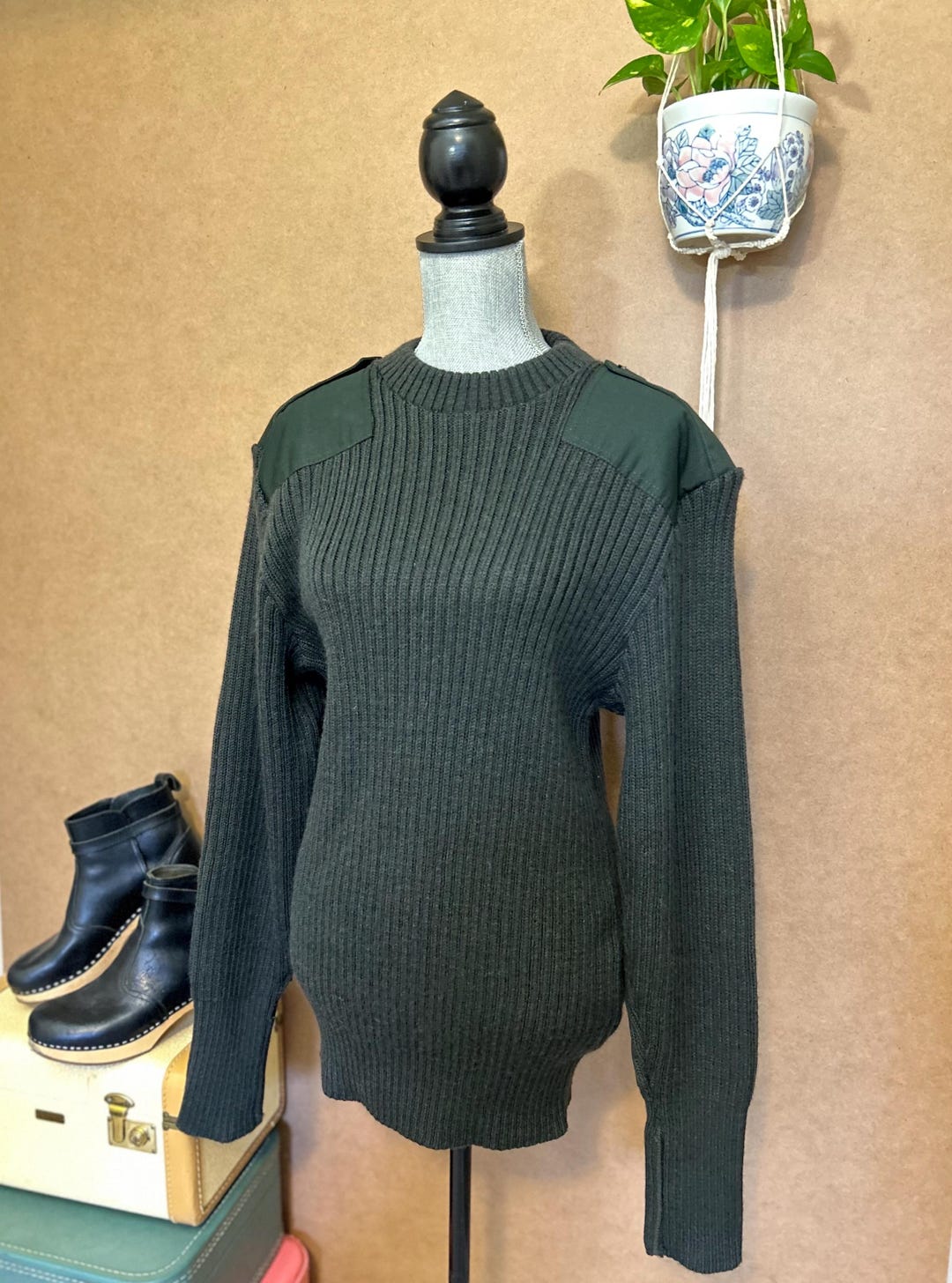 1994 Military Issue Sweater / Green Wool Army Sweatshirt / One Size ...